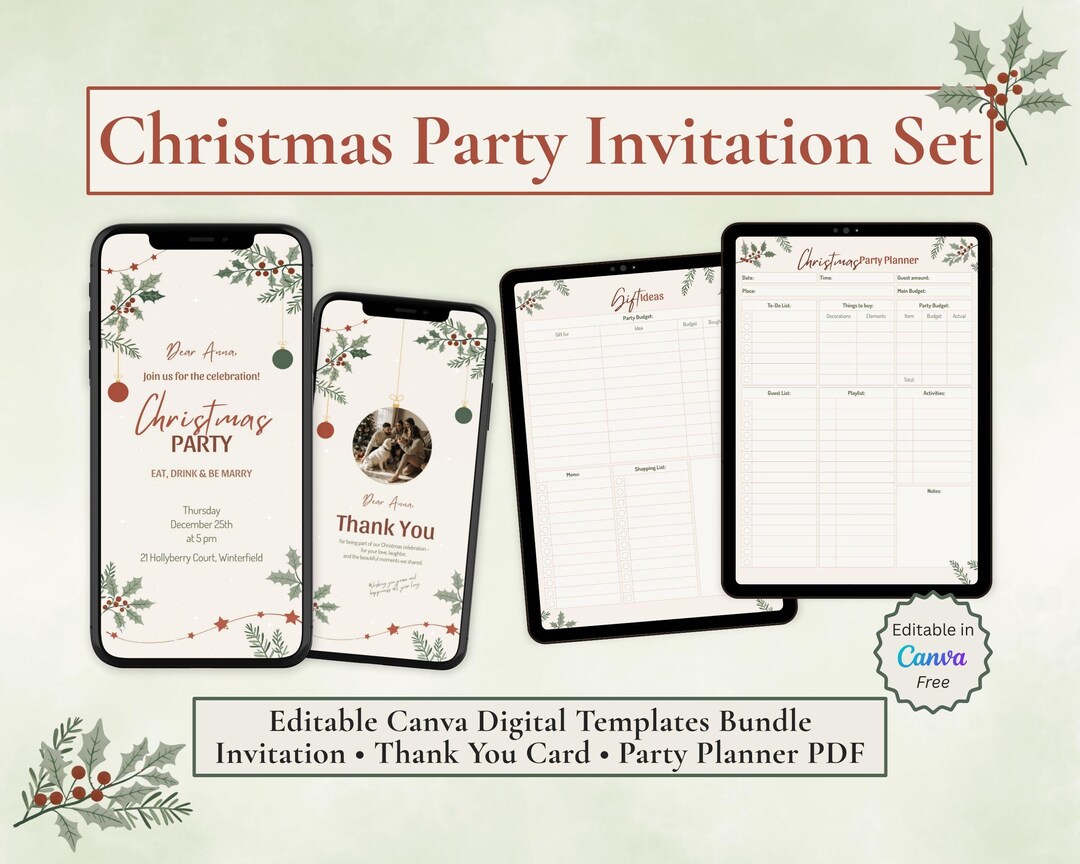 Magic Glow Joy Christmas – Editable Canva Templates • Invitation ...