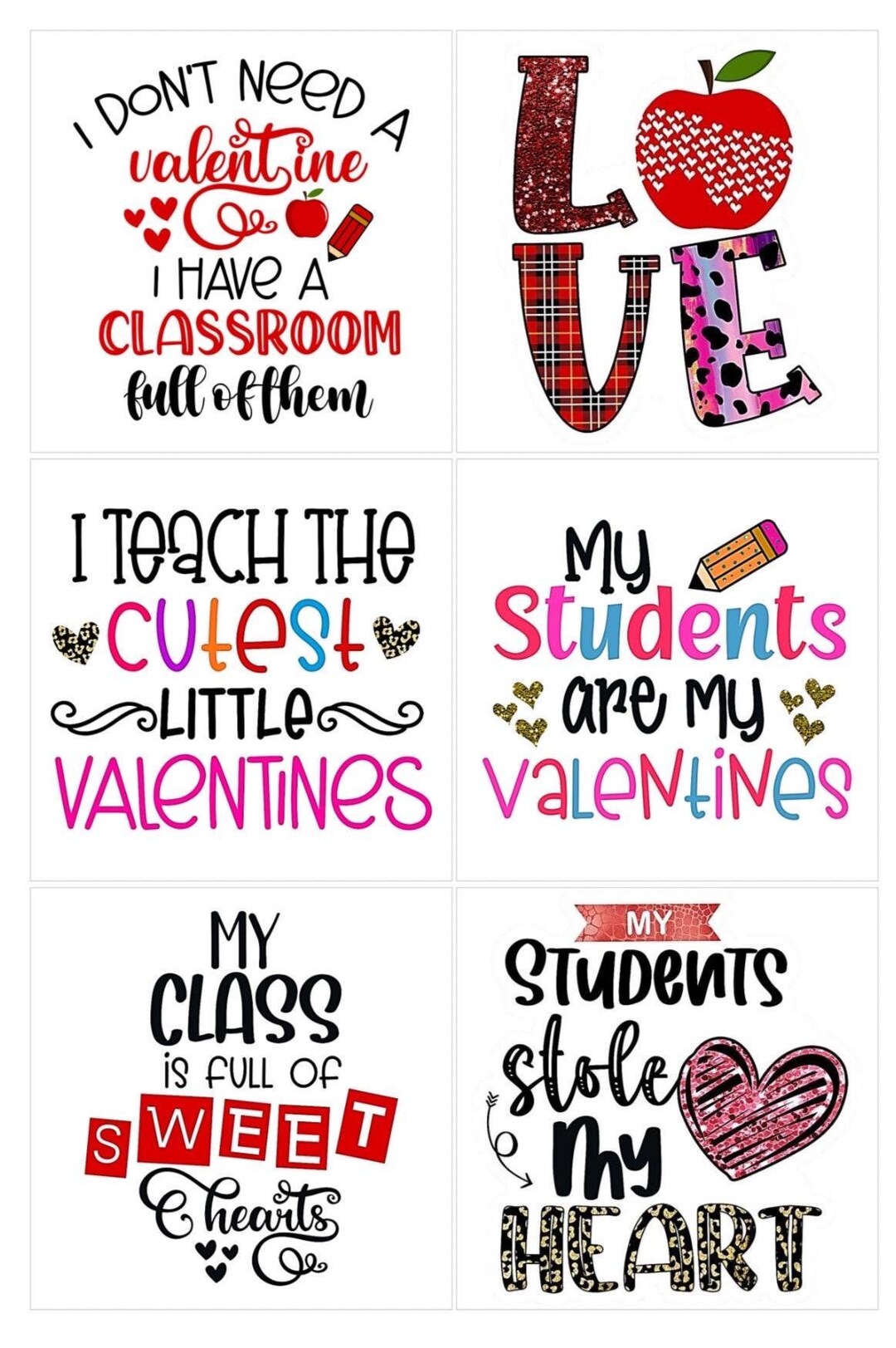 Teacher Valentine Cards: Printable Classroom Gift Tags (digital ...