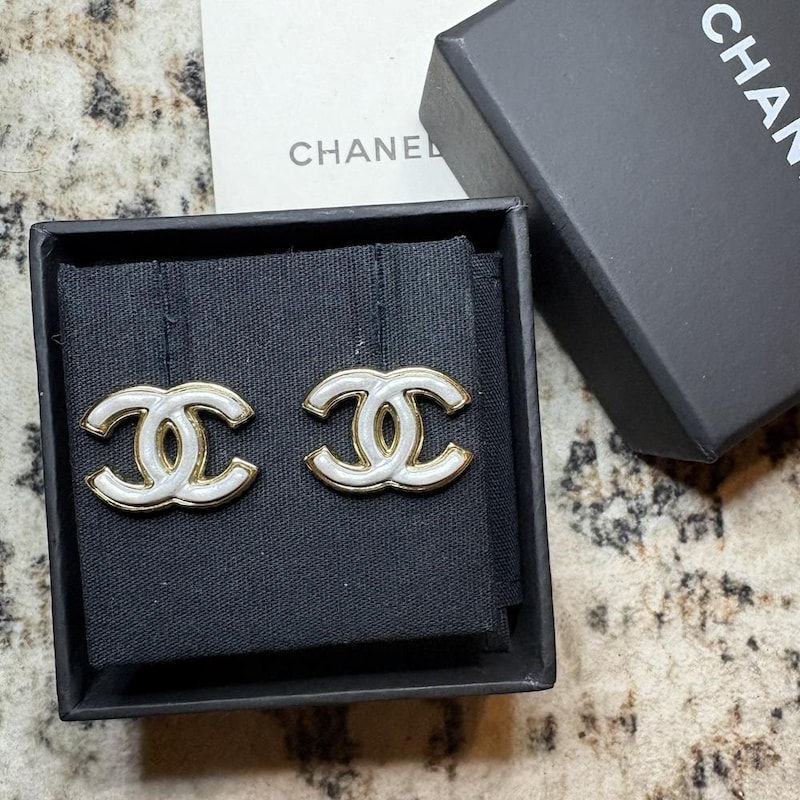Chanel Logo Stud Earring - Etsy