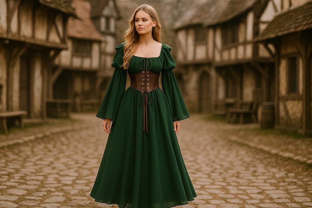 Renaissance Underbust Corset Dress Medieval Corset Fantasy Dress Retro ...