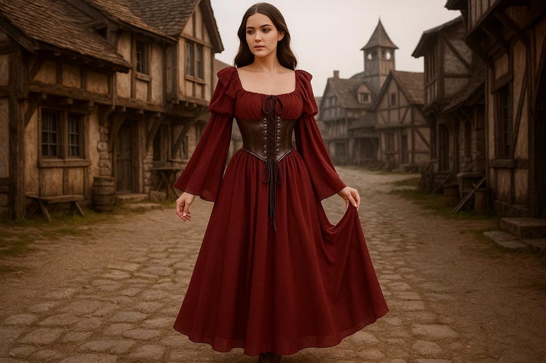 Renaissance Underbust Corset Dress Medieval Corset Fantasy Dress Retro ...
