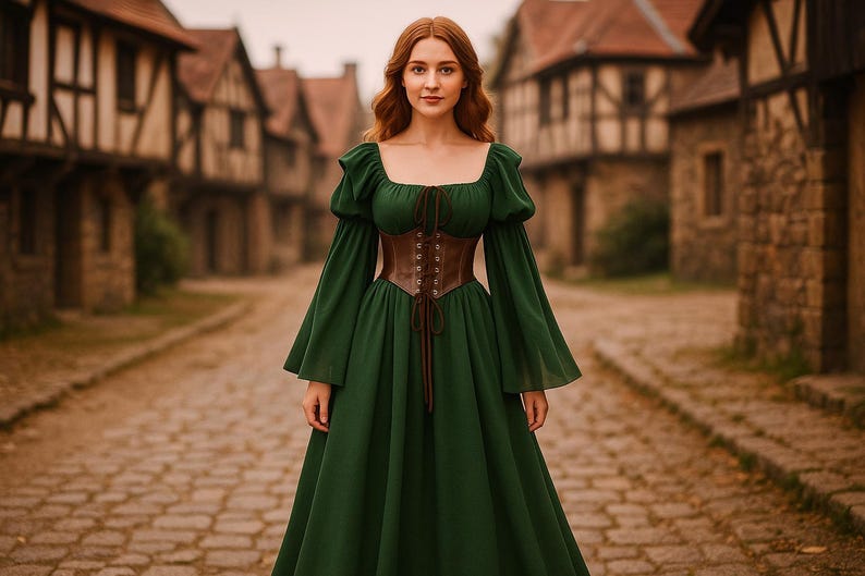 Renaissance Underbust Corset Dress Medieval Corset Fantasy Dress Retro ...