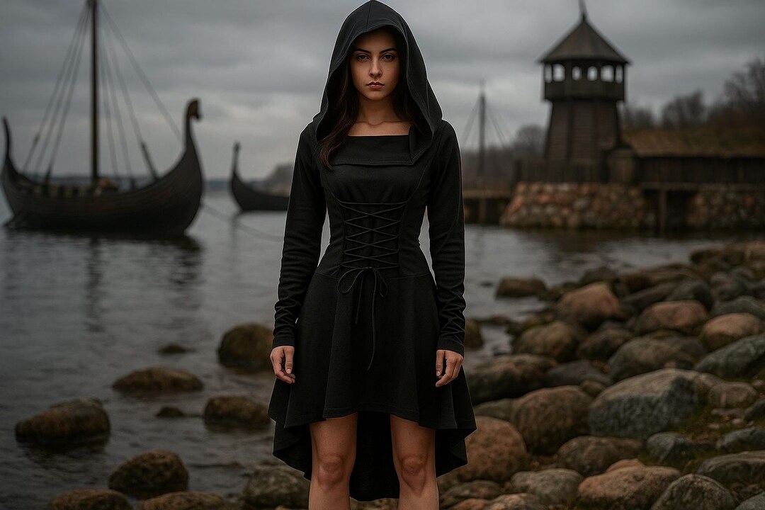 Medieval Viking Hooded Dress-witchy Vampire Dress-renaissance Pirate ...