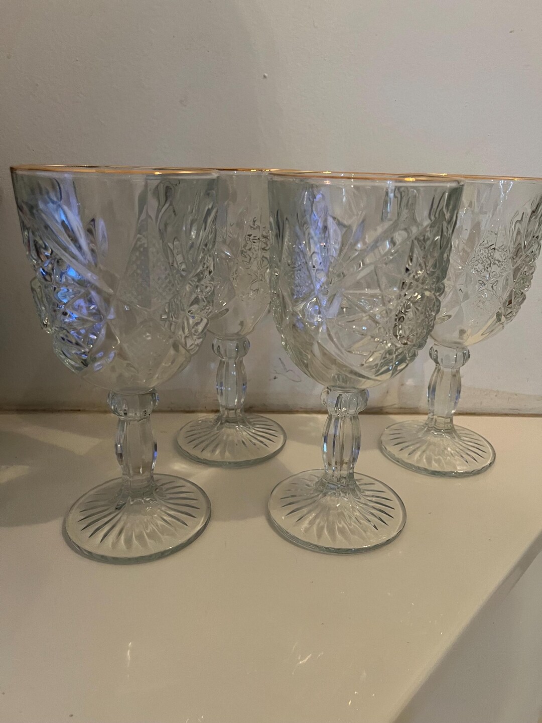 Libby Glass Goblets With Gold Rims, Set of 4 - Etsy