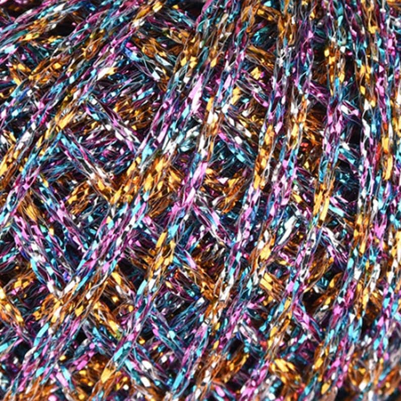 Silver Melange Rainbow Metallic Yarn Accessories Decorations - Etsy