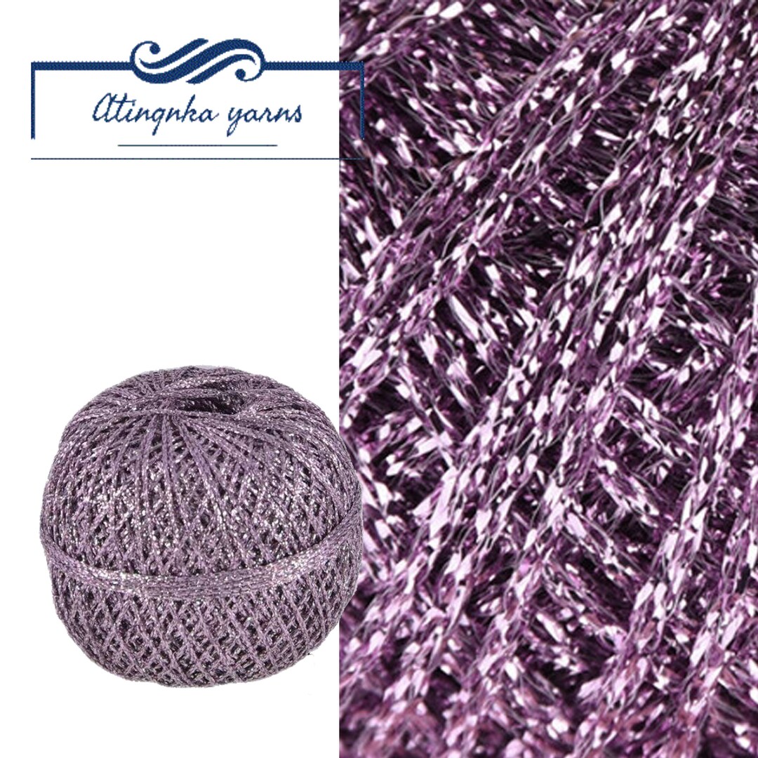 Lilac Metallic Lurex Yarn, Purple Glitter Shinning Brocade Lame Thread ...
