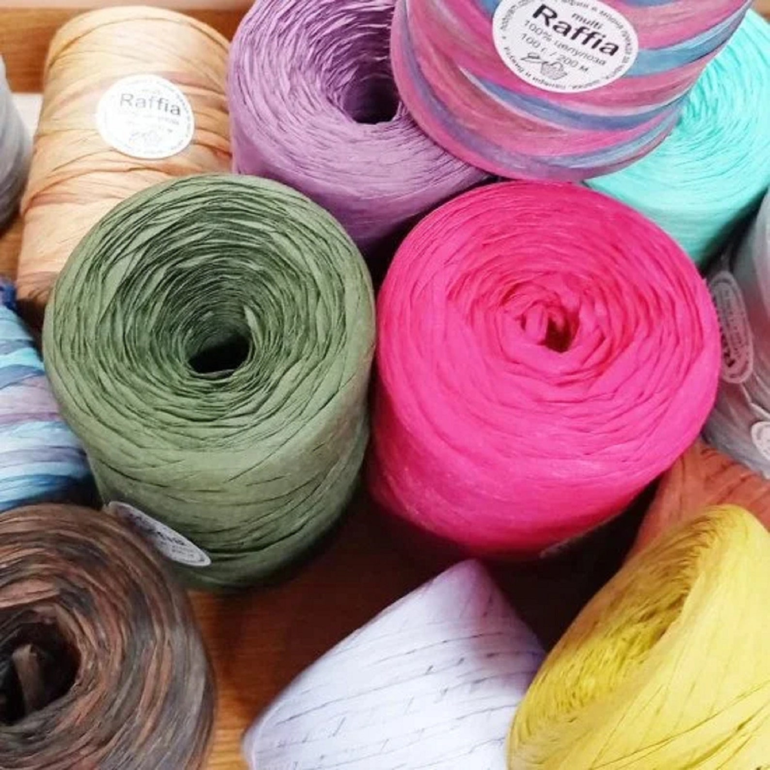 Paper 5 mm Ribbon Raffia Crochet Yarn Cellulose yarn for | Etsy