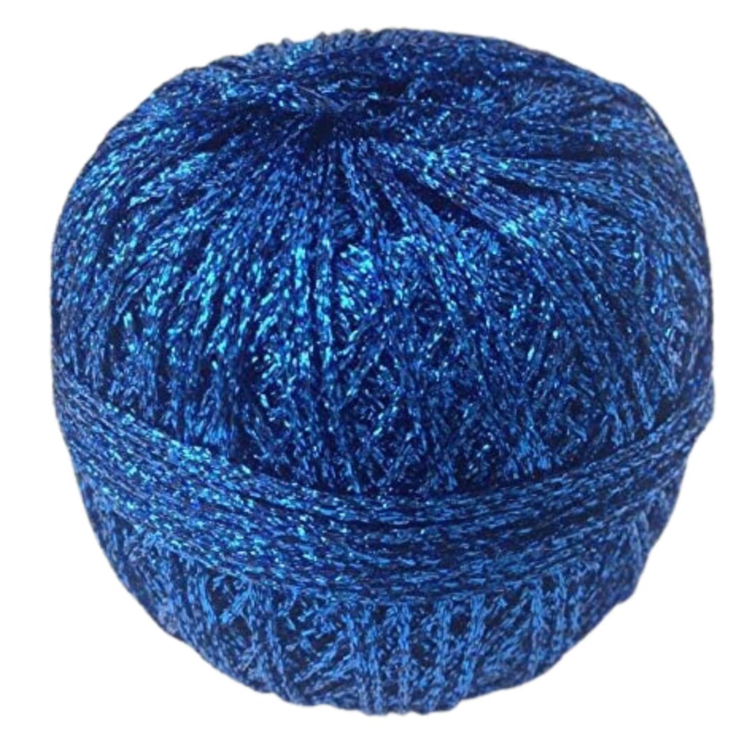Royal Blue Metallic Yarn, Turkish Dark Blue Lame Lurex Yarn, Glitz ...