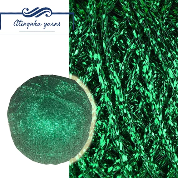 Dark Green Metallic Yarn Glitter Sparkle Lame Brocade Crochet | Etsy