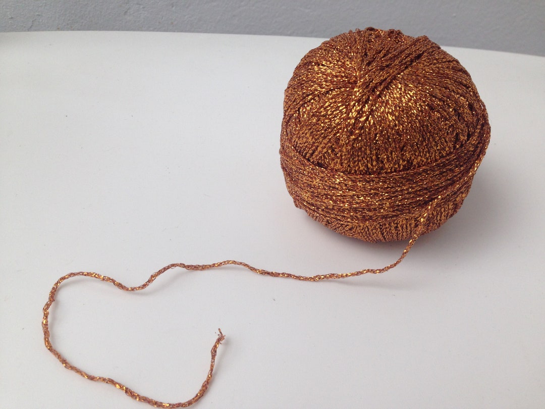 Copper Gold Metallic Yarn, Bronze Glitter Lurex Sparkle Crochet ...