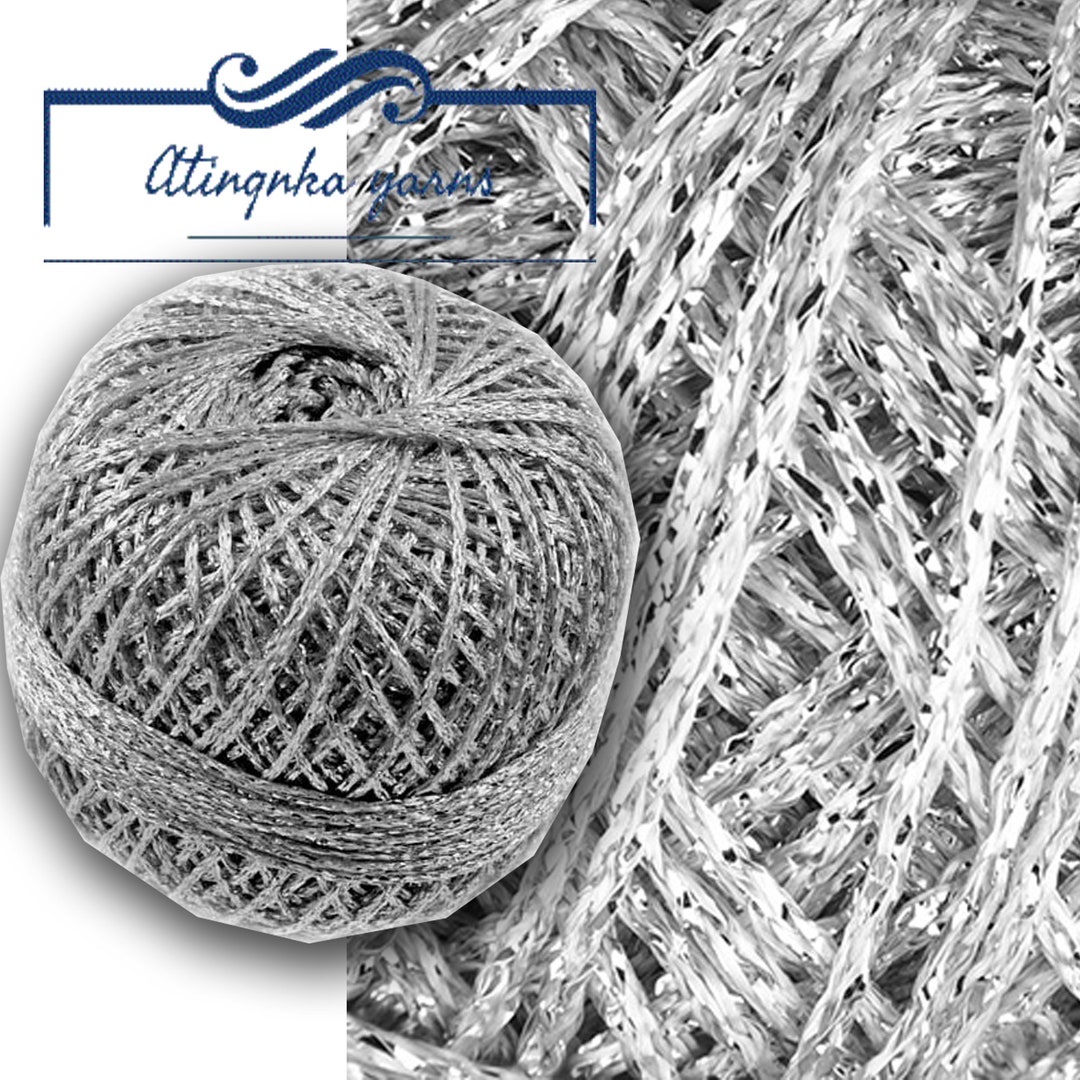 Silver Metallic Viscose Yarn, Sparkling Lame Thread (219 Yds) - Etsy