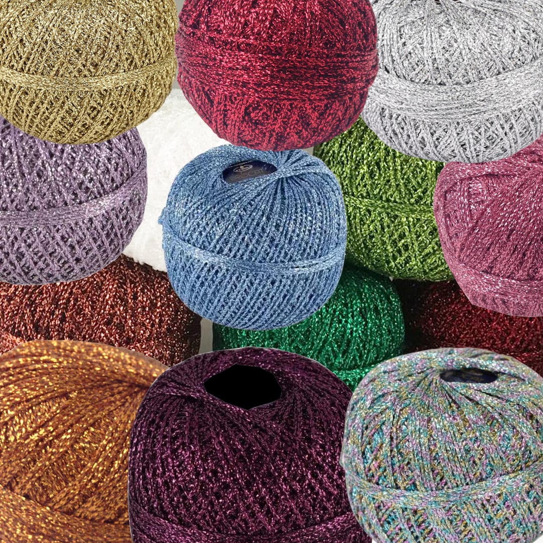 Metallic Glitter Brocade Yarn, Sparkle Lurex Fine Yarn for Crochet ...
