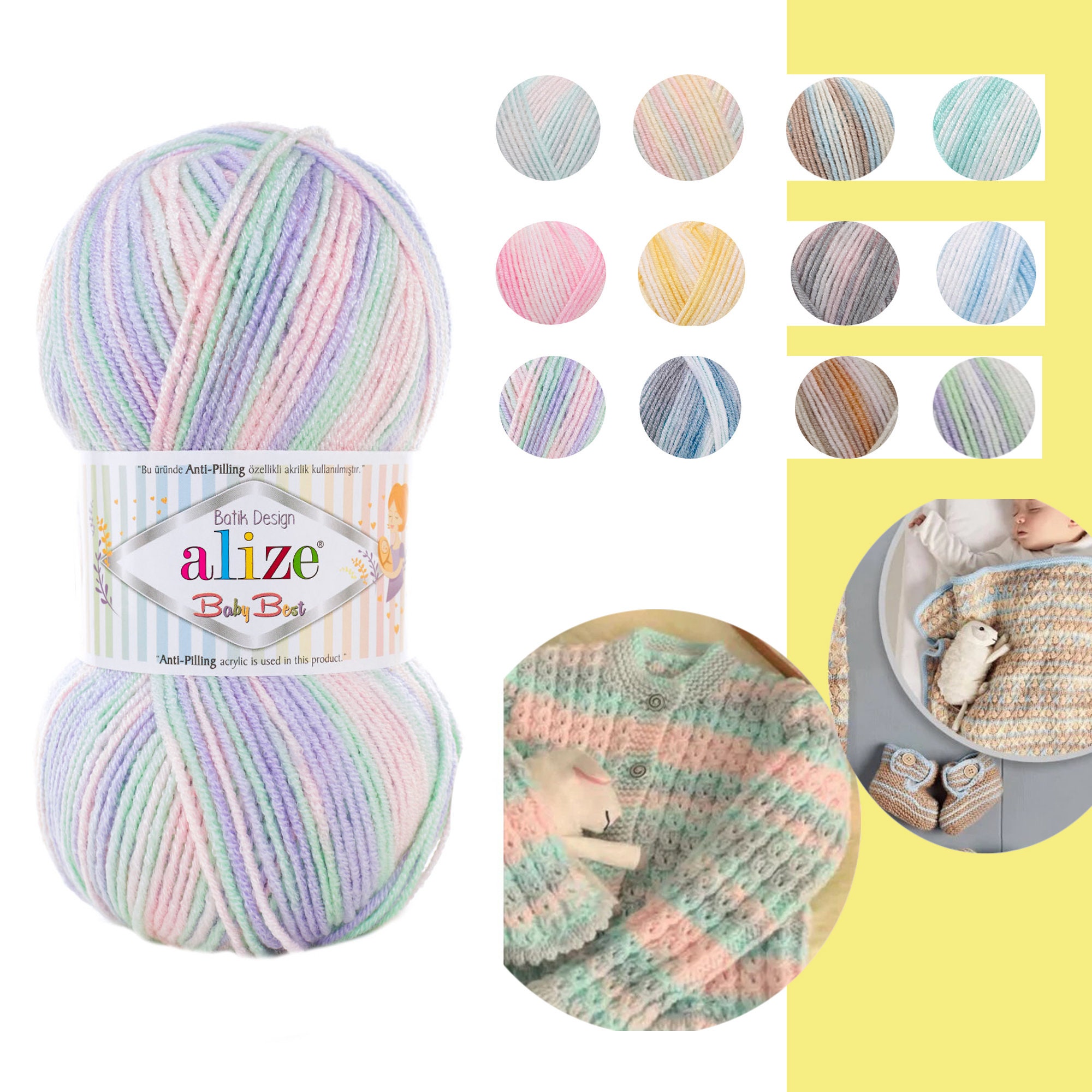 Alize Baby Best Batik Soft Acrylic Bamboo Baby Yarn Ombre | Etsy UK