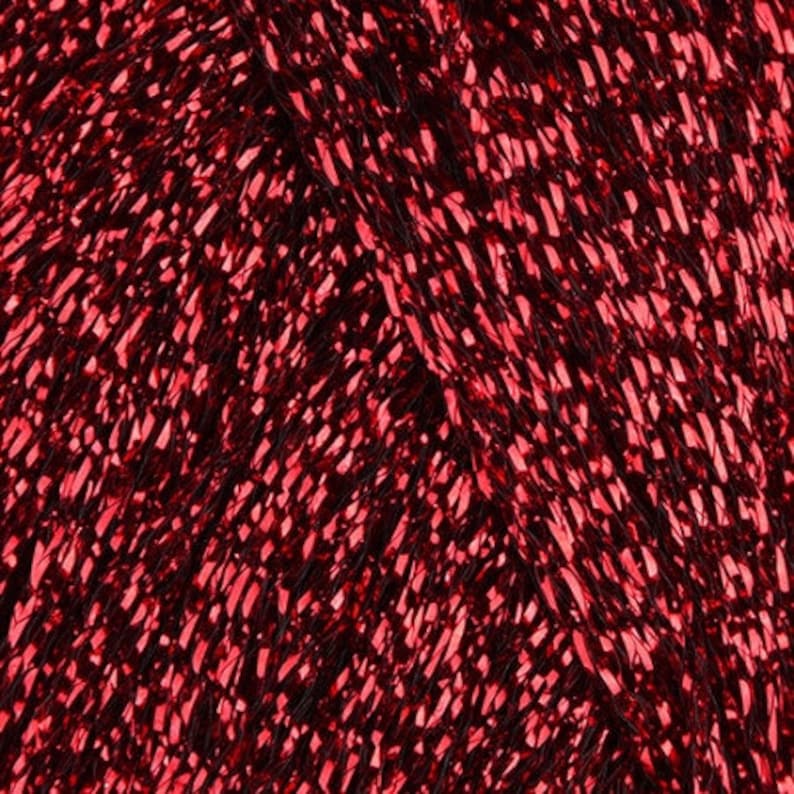 Red Metallic Yarn Glitter Ribbon Lurex Thread Knitting - Etsy