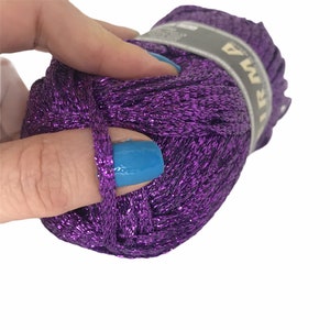 Dark Purple Metallic Ribbon Yarn Glitter Sparkling Lurex Thread ...