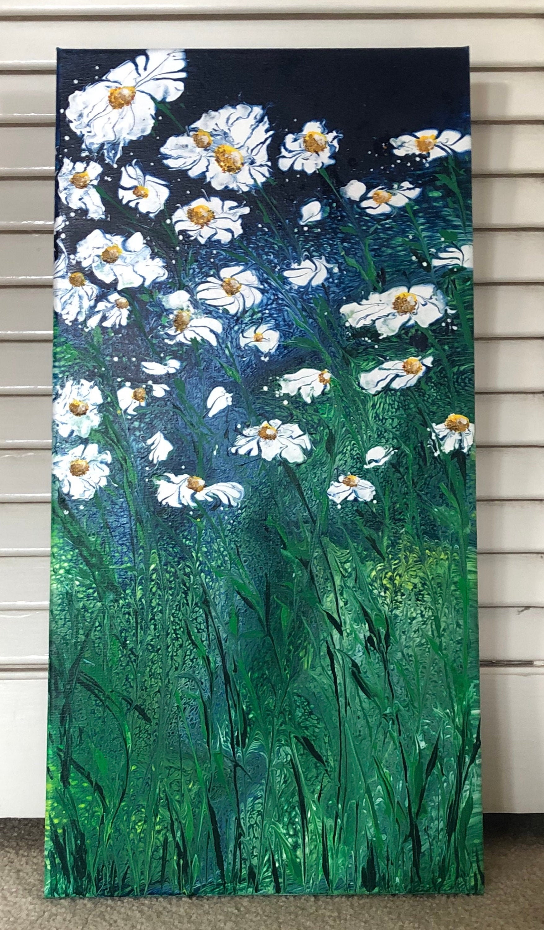 Daisy Painting |acrylic Daisy Painting |floral Art Canvas|field of ...