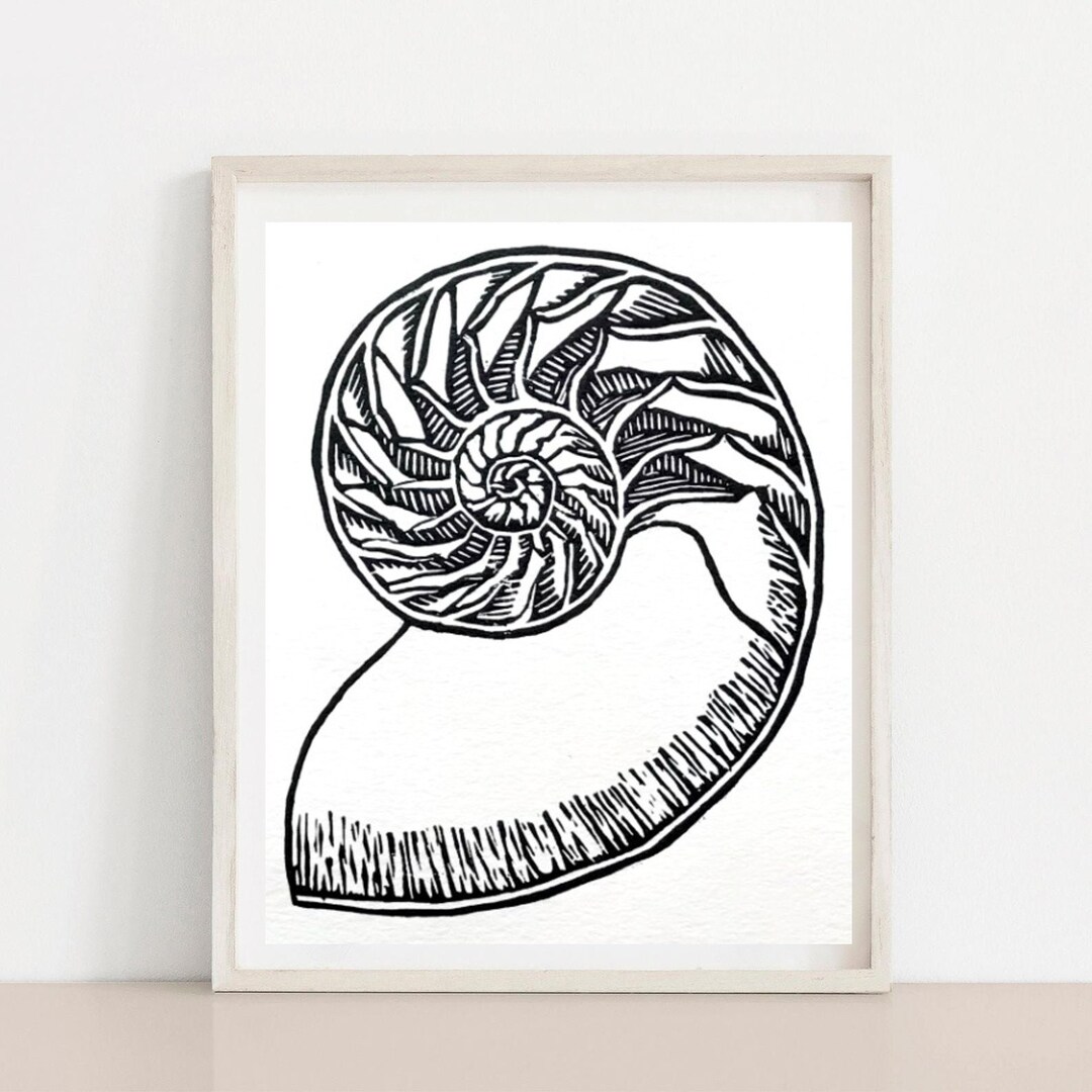Nautical Shell Print- Seashell Pattern Nature Design - Minimalist Art ...