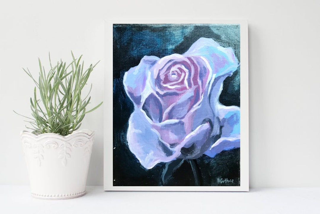 Single Rose Painting- Modern Abstract Acrylic Flower Painting - Moody ...