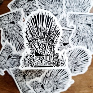 The Iron Throne Sticker Waterproof Waterbottle Art Sticker Linocut ...