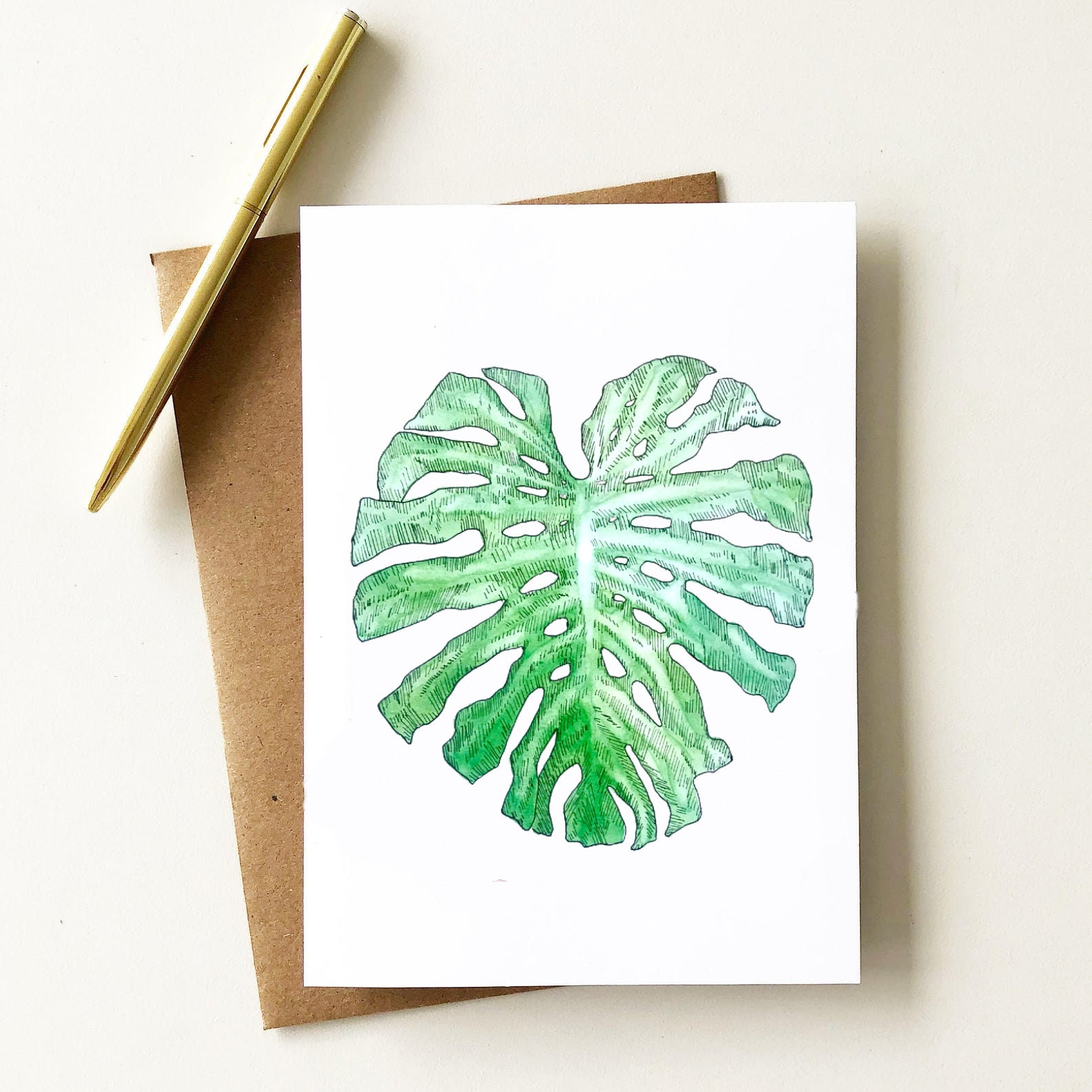 Big Monstera Card Any Occasion Blank Inside Greeting Card | Etsy