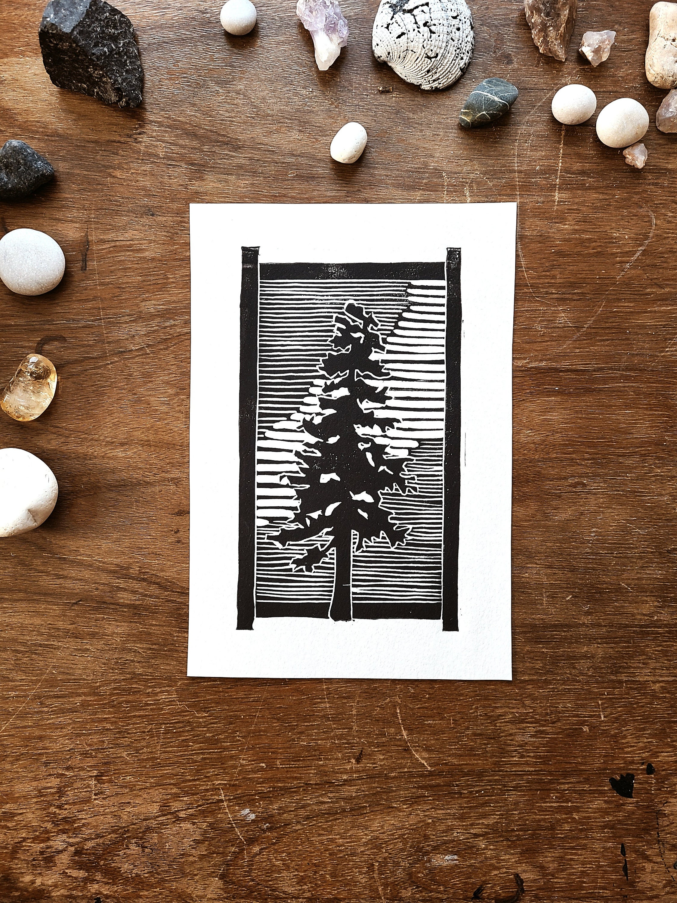 Forever Tree Print Minimal Modern Nature Art Block Print | Etsy