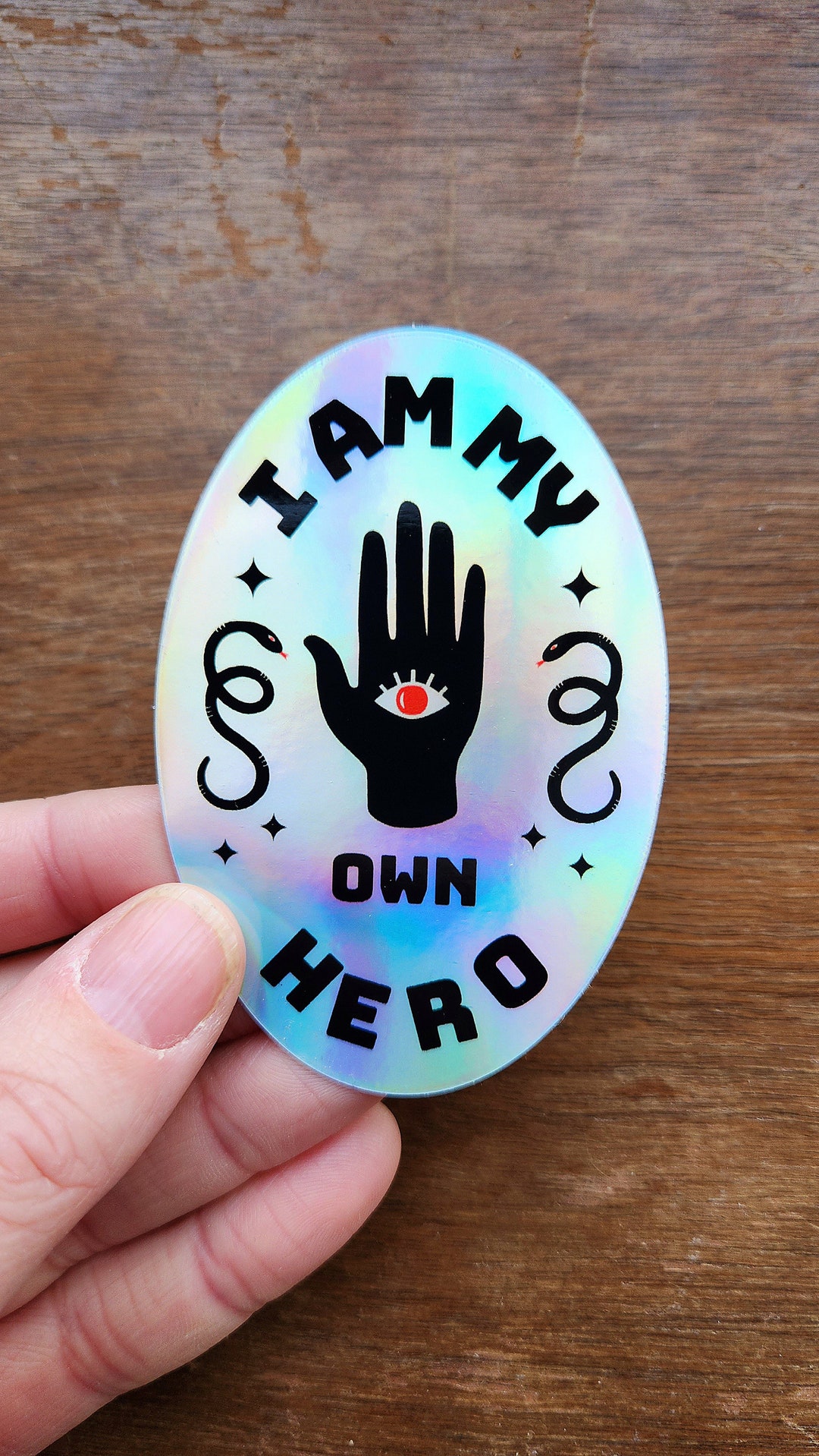 Holographic Hero Snake Sticker Life Motto Seeing Hand Waterproof ...