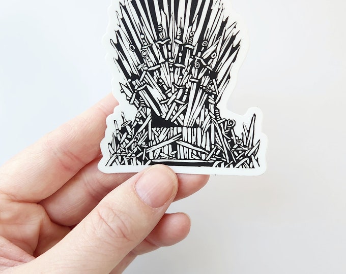 The Iron Throne Sticker Waterproof Waterbottle Art Sticker Linocut ...