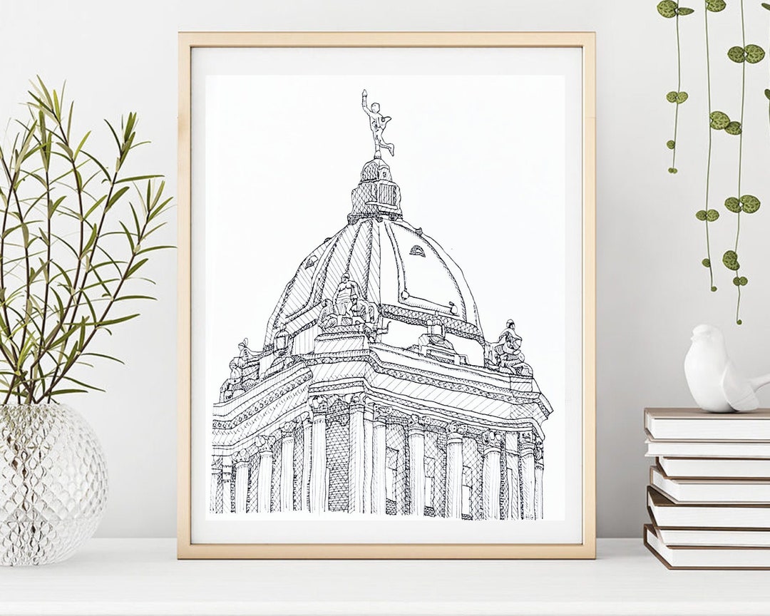 Winnipeg Golden Boy Architecture - Art Print - Illustration Drawing ...