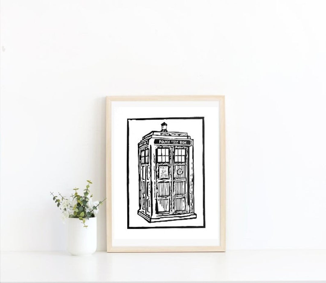 Tardis Print- Doctor Who Fanart Design Art Block Print - Original ...
