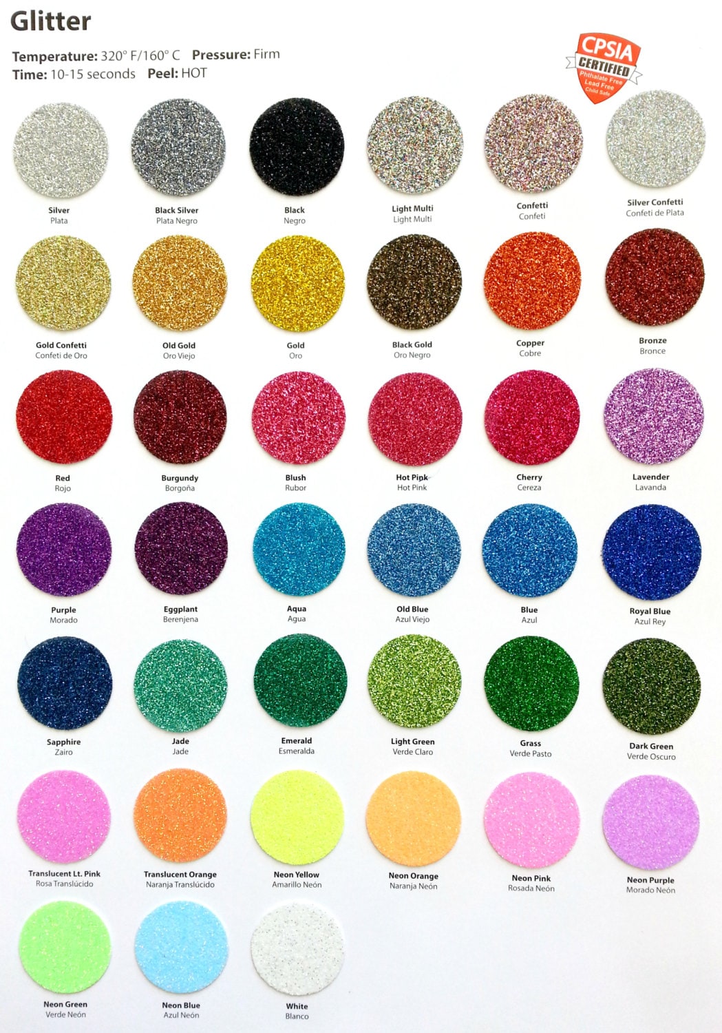 Siser GLITTER Heat Transfer Vinyl HTV 12 x 20 | Etsy