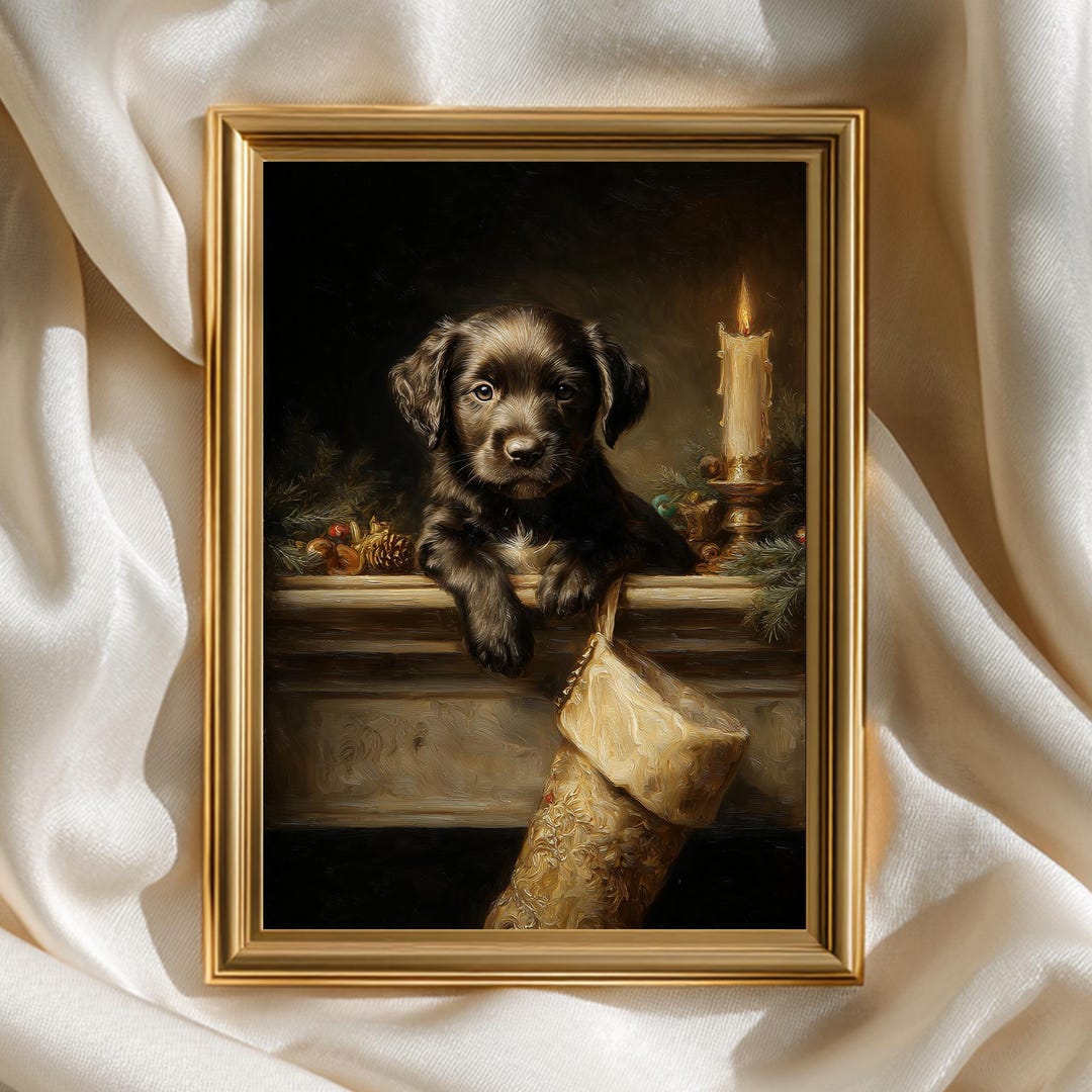 Vintage Black Lab Art • Black Lab Print • Antique Dog Portrait • Black ...