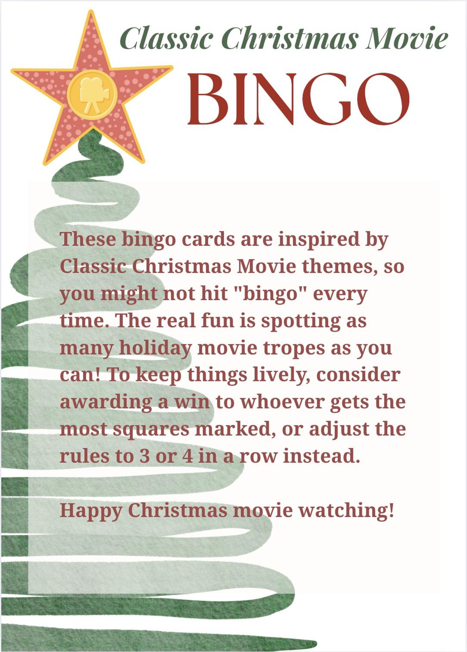 Christmas Classic Movie Bingo Game - Printable Family Activity ...