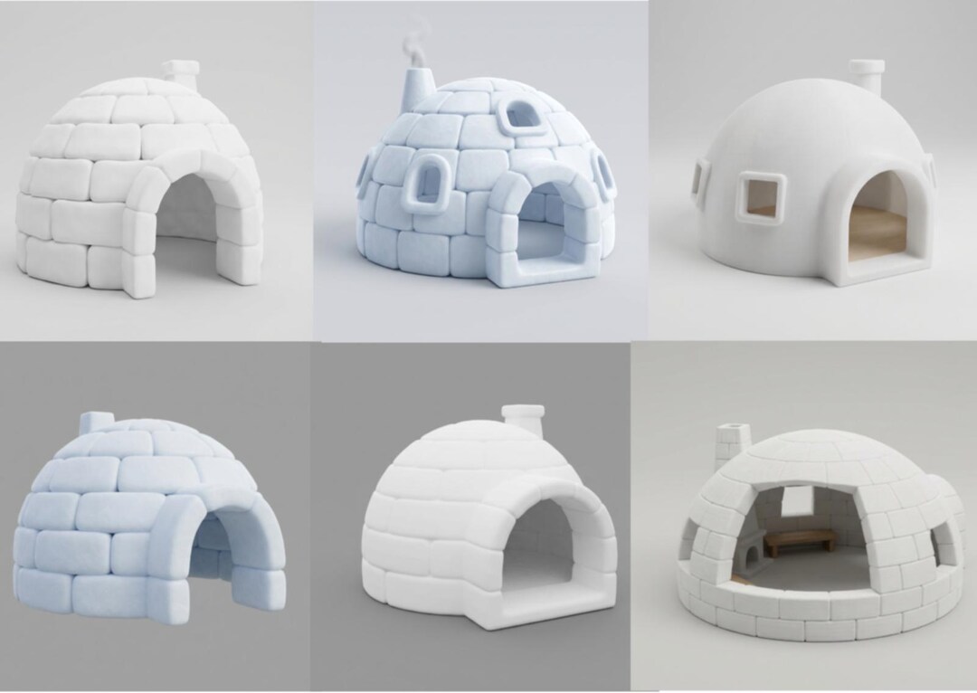 Igloo Houses 7 Pieces for Illumination, Candle Lamp, 3D Printing, STL ...