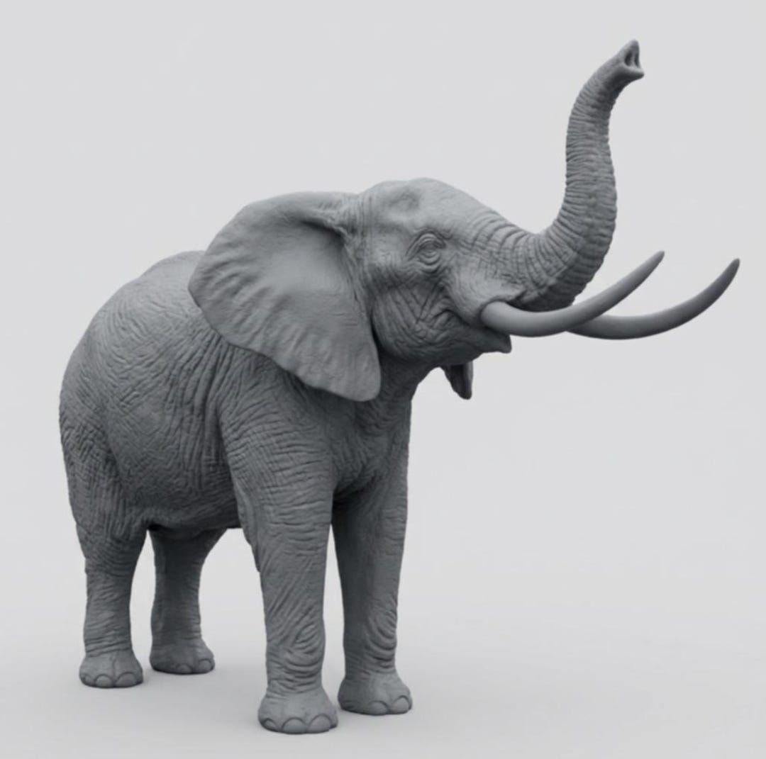 Elephant With Raised Trumpet and Tusks, a Sign of Happiness, Ready-made ...