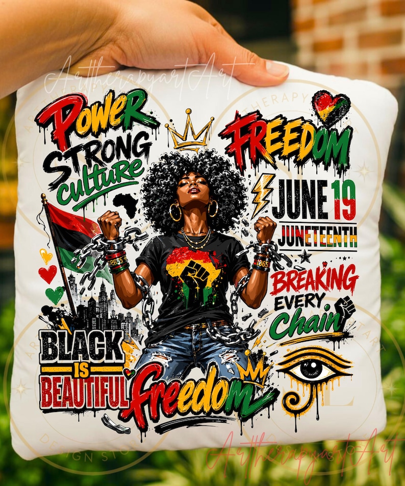 Juneteenth PNG, Black Woman, Breaking Chains Graffiti Design (digital ...