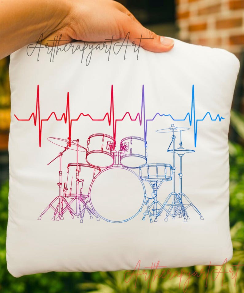 Drum Set Heartbeat Rhythm Design PNG - Etsy