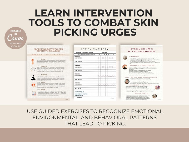 Skin Picking Help Workbook | Dermatillomania Recovery Guide | 30-day ...