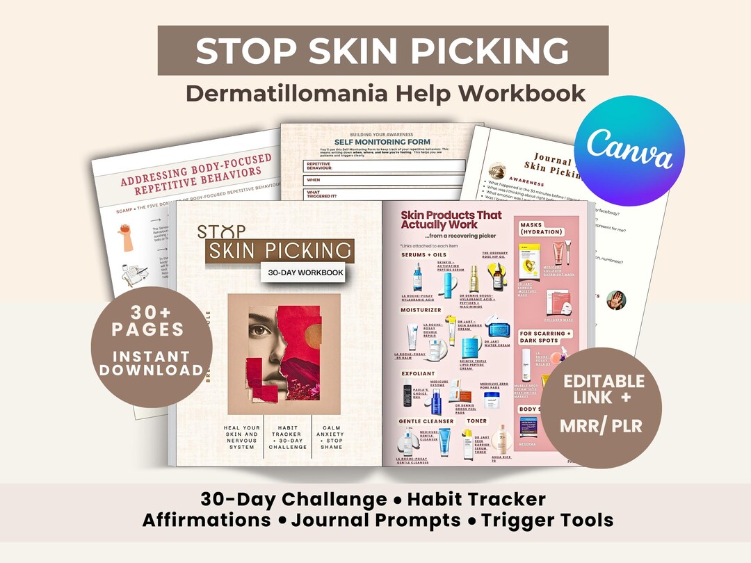 Skin Picking Help Workbook | Dermatillomania Recovery Guide | 30-day ...