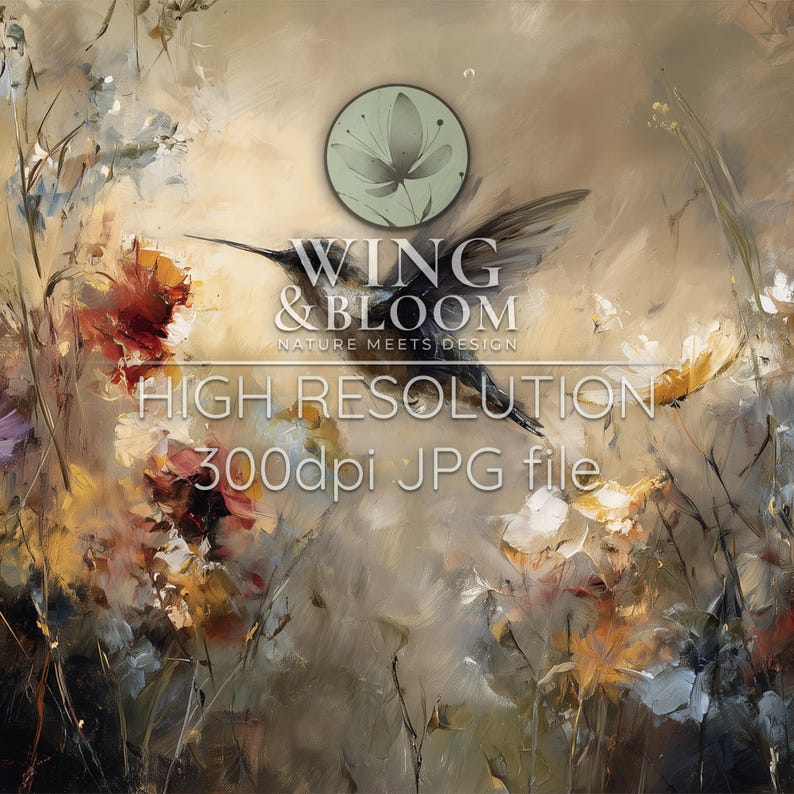 Hummingbird TV Art Cottagecore Botanical Frame TV Art Wildflowers ...