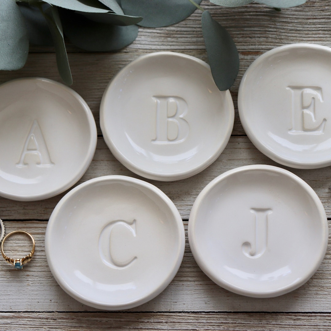 Ring Dish, Ring Holder, Monogram, Jewelry Dish, Custom Initial Tray ...