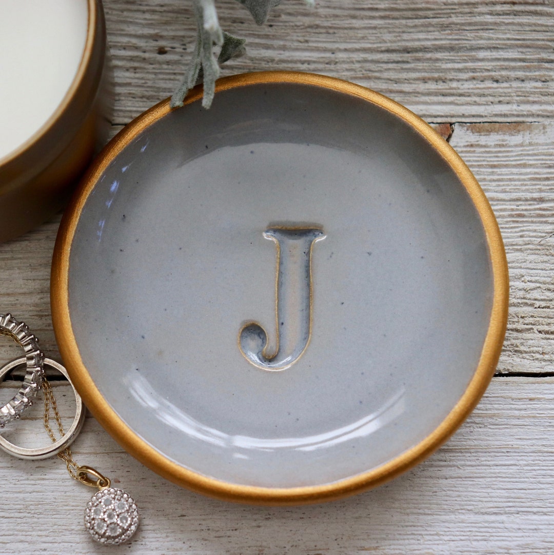Ring Dish, Jewelry Dish, Personalized, Trinket Dish, Monogram Letter ...