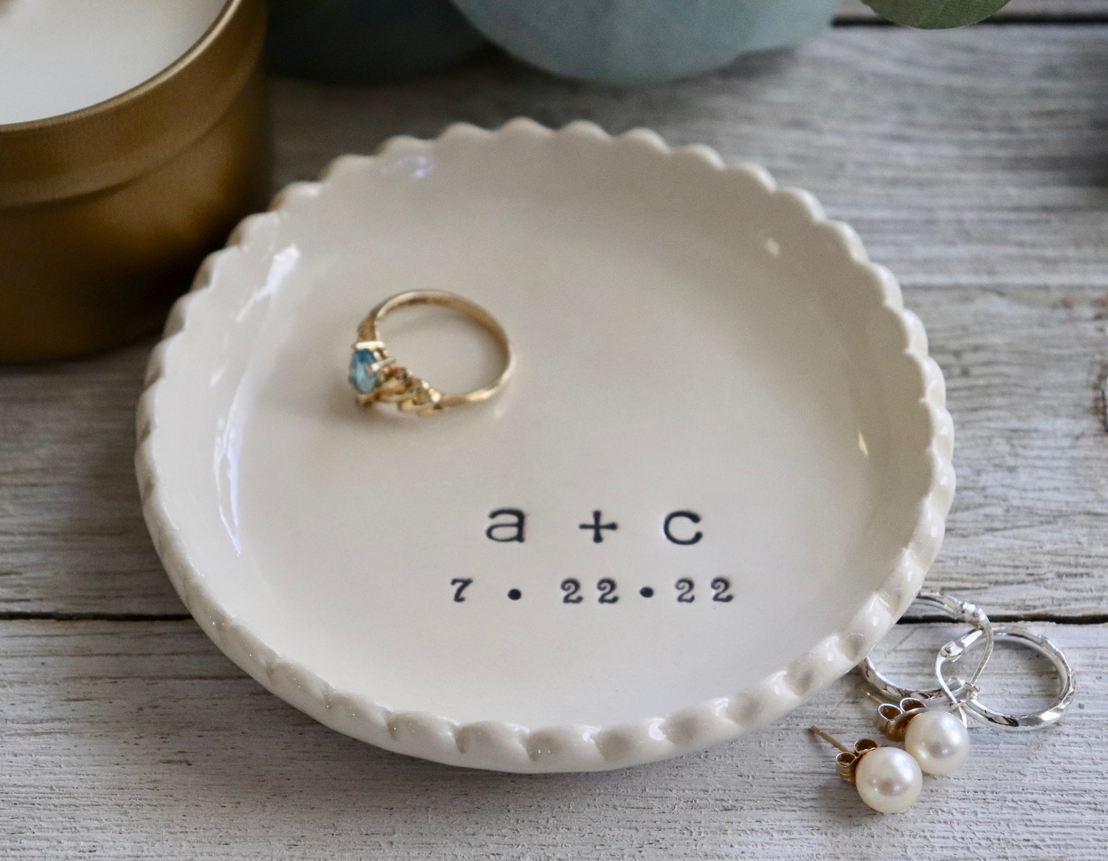 Ring Dish, Ring Holder, Custom Wedding Gift, Engagement Gift, Bridal ...