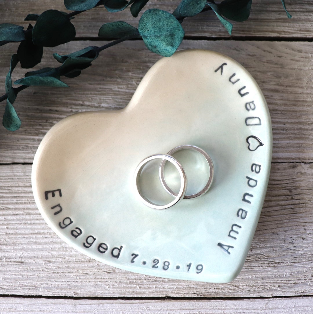 Heart, Ring Dish, Personalized, Ring Holder, Ombre, Engagement Gift ...