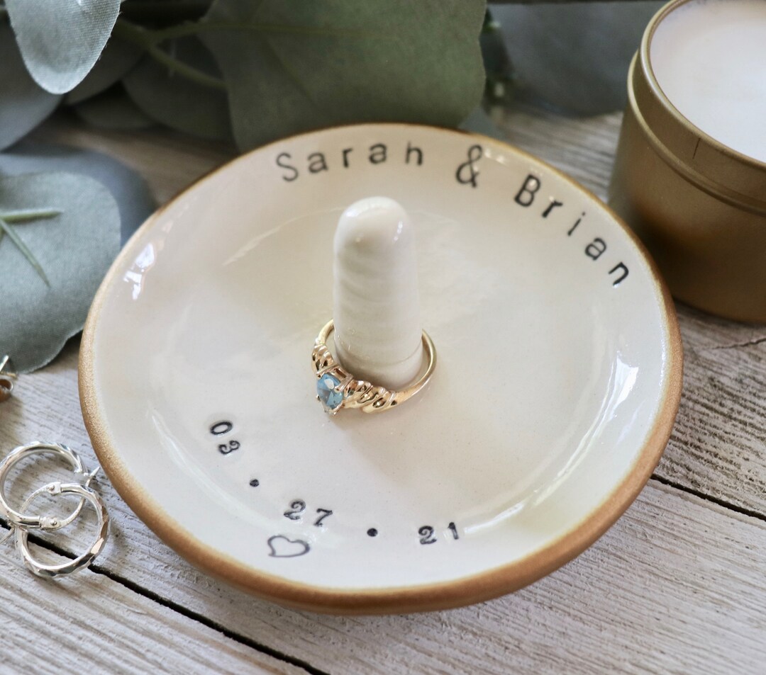 Ceramic Ring Dish, Ring Holder, Wedding Gift, Personalized, Engagement ...