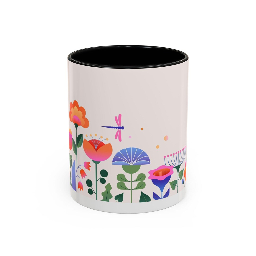 Whimsical Floral Border Mug | Accent Coffee Mug - Etsy