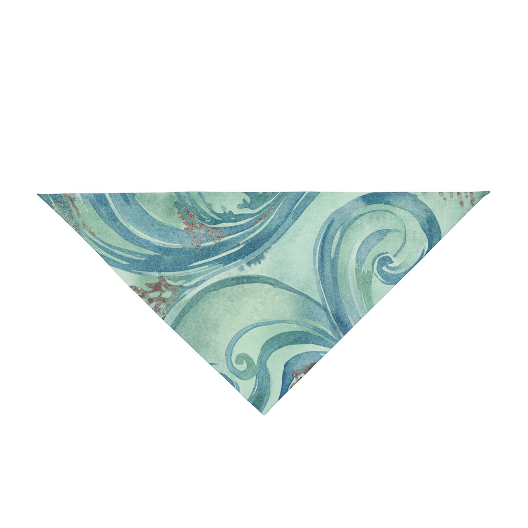 Aqua Watercolor Swirls Pet Bandana | Ocean Wave Pattern - Etsy