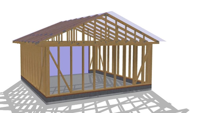 20' X 20' Timber-frame Garage With Roof Trusses Plans - Etsy