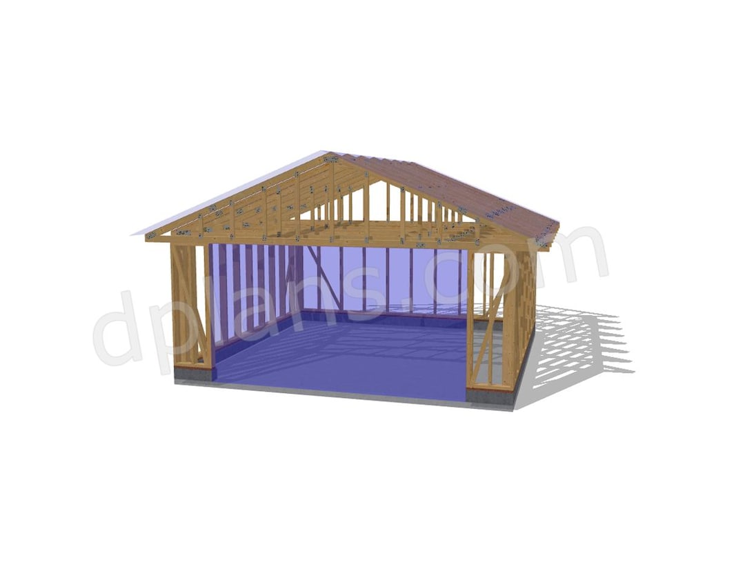 20' X 20' Timber-frame Garage With Roof Trusses Plans - Etsy