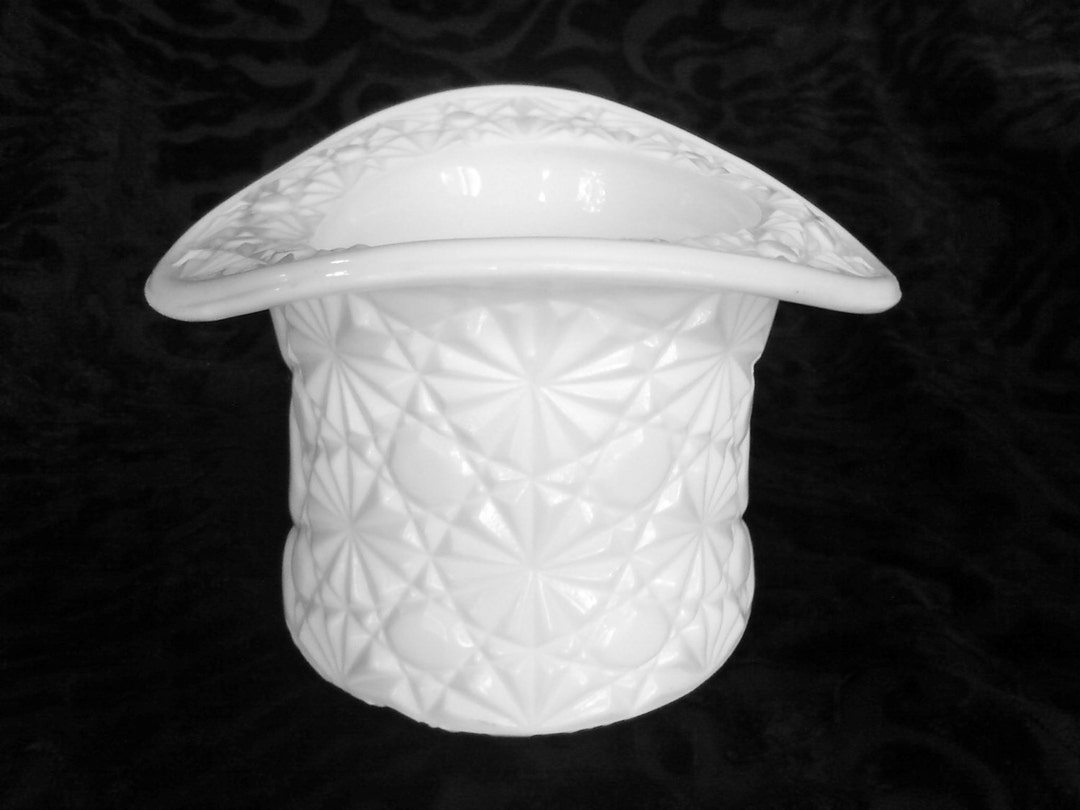 Vintage Milk Glass Hat Vase With Daisy and Button Design by Indiana ...