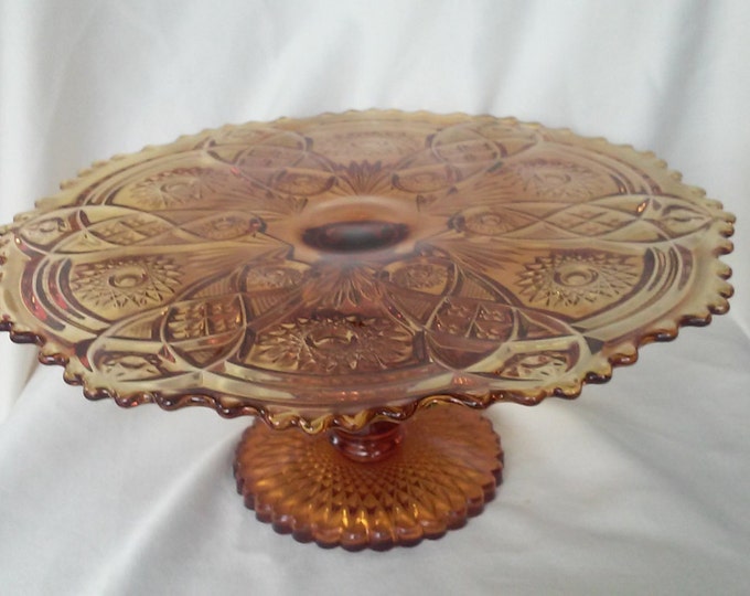 Vintage Amber Glass Cake Stand Cake Plate on Pedestal - Etsy